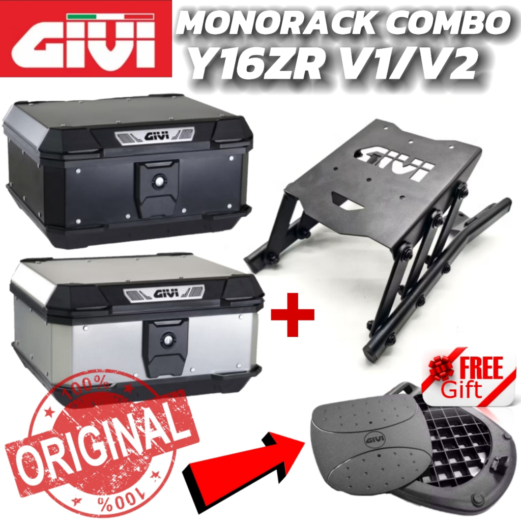 COMBO SET MONORACK GIVI LIPAT YAMAHA Y16ZR V1/V2 COMBO BOX ALUMINIUM ...