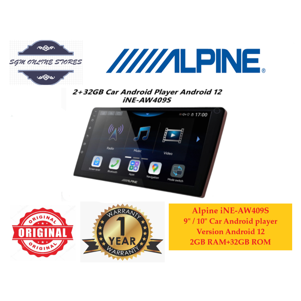 Alpine iNE-AW409S 9inch 10inch Car Android Player Version Android 12 ...