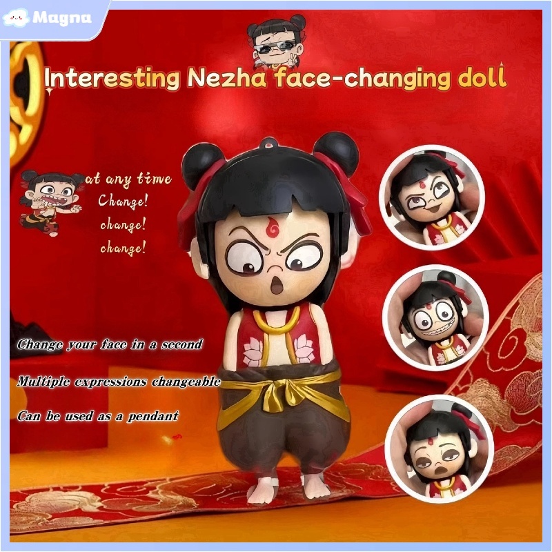 Nezha Emoticon Face Changing Doll Toy Creative Press Face Changing ...