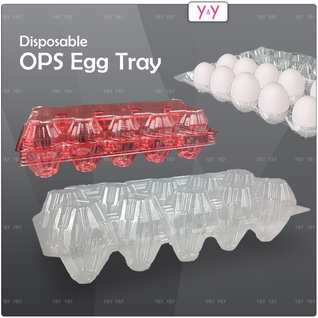 Disposable Red Transparent OPS Plastic Egg Tray with Lid / Egg Storage ...