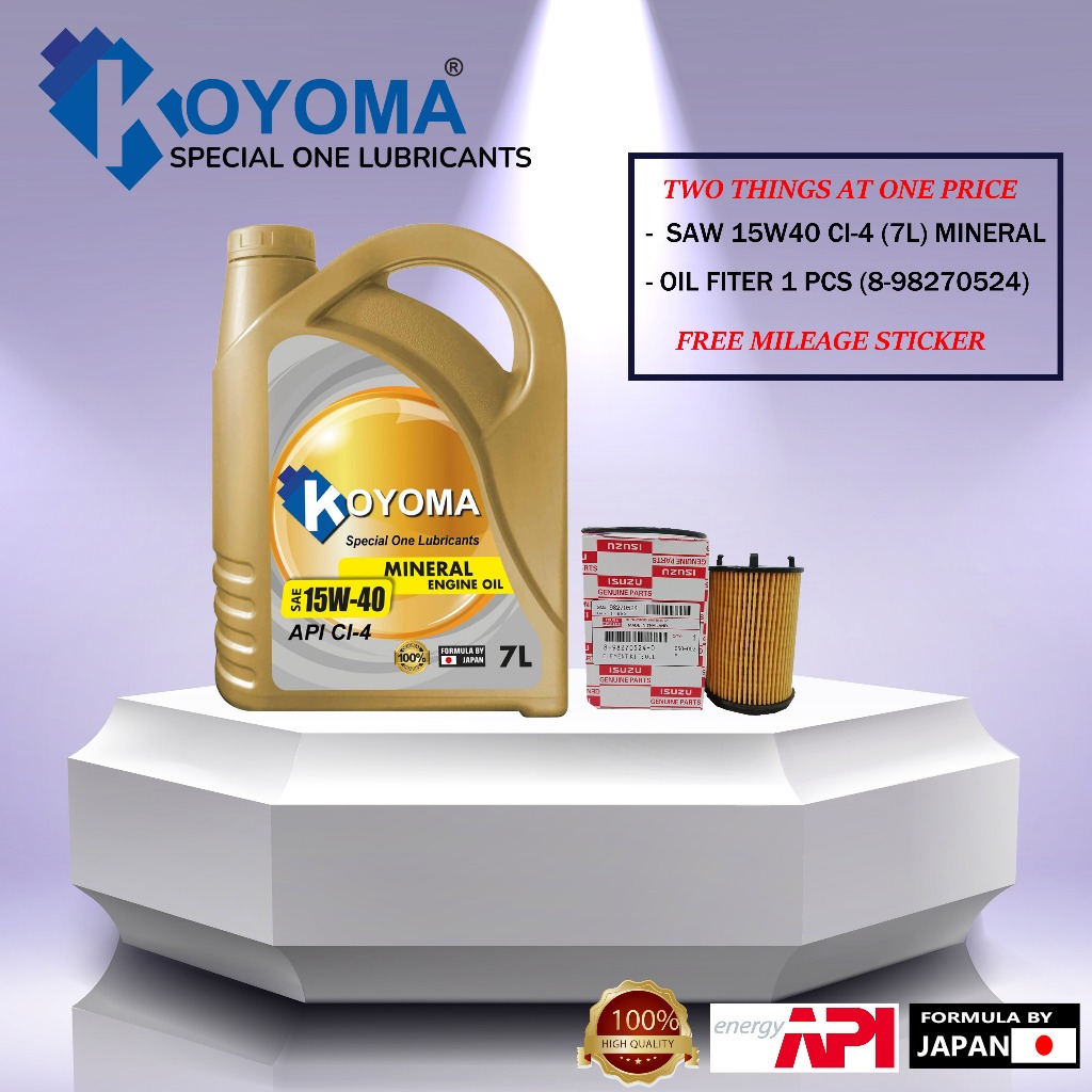 ISUZU D-MAX 1.9 BLUE POWER OIL FILTER + AIR FILTER + KOYOMA 15W40 CI-4 ...