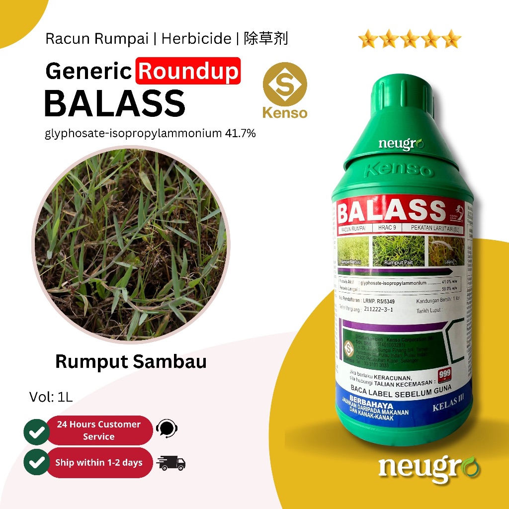 Kenso BALASS (1L) Glyphosate-Isopropylammonium 41.0% Racun Rumput ...
