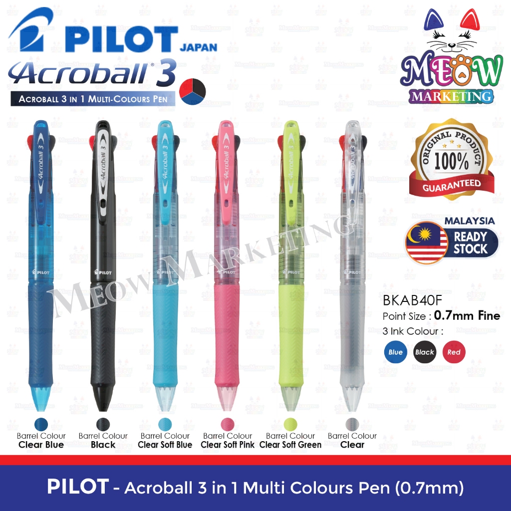Pilot Acroball 3 In 1 Multi Colours Pen / Multifunction Pen 0.7mm ...