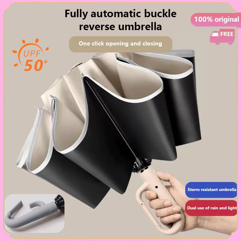 Loop Buckle Dual Purpose Sun Umbrella Automatic Reverse Folding Outdoor ...