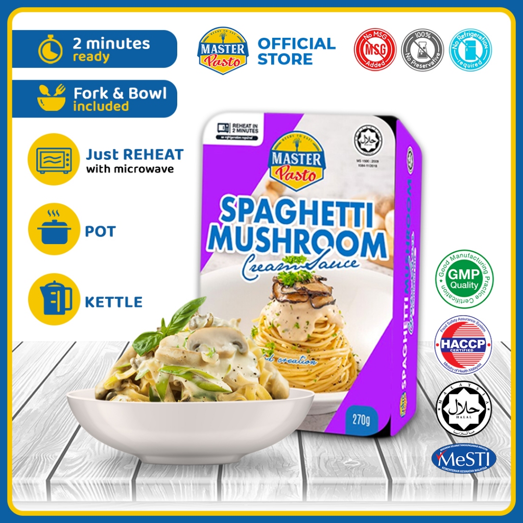 MASTER PASTO Halal Food Instant Spaghetti Mushroom Cream Sauce 270g ...