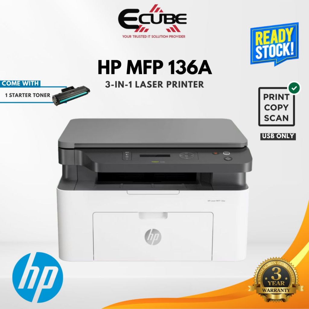 HP LaserJet MFP 136A Laser Multifunction Printer (Print, copy, scan) | Shopee Malaysia