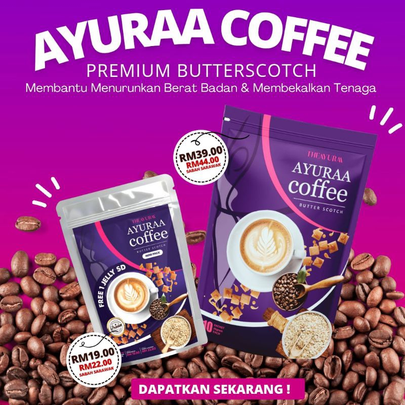 AYURAA COFFEE PREMIUM BUTTERSCTCH FULLPACK 10 SCT FREE 1 SCT JELLY ...