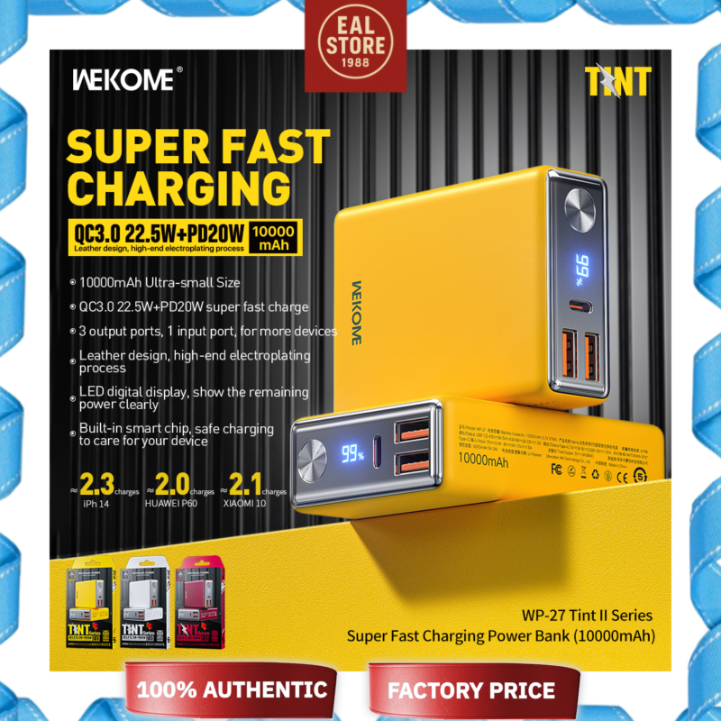 WEKOME WP-27 TINT II SERIES 10000MAH PD 20W + QC 22.5W SUPER FAST ...