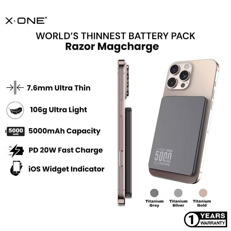 X.One Razor Magcharge 7.6mm Ultra Thin Magnetic Wireless Battery Pack ...