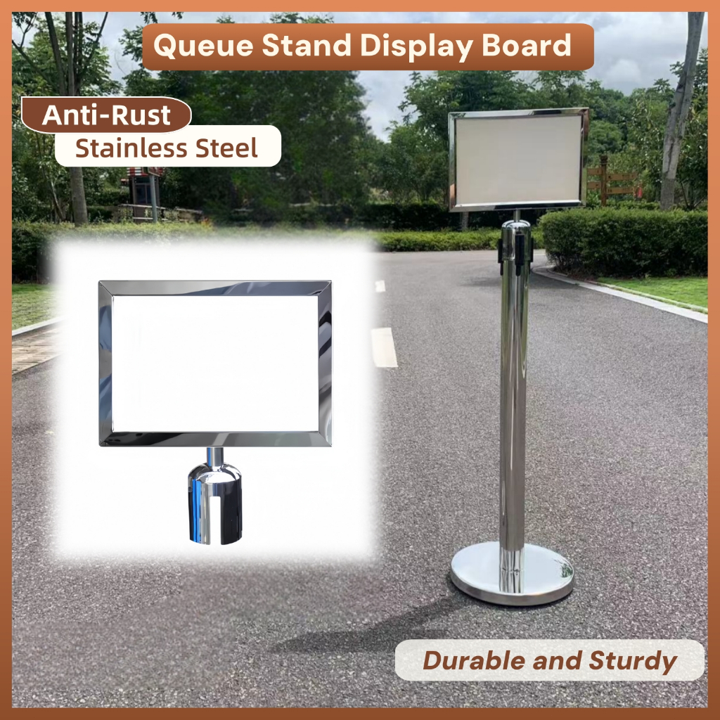 A4 Queue Pole Stand Display Board Frame signboard Queue Stanchion Top ...