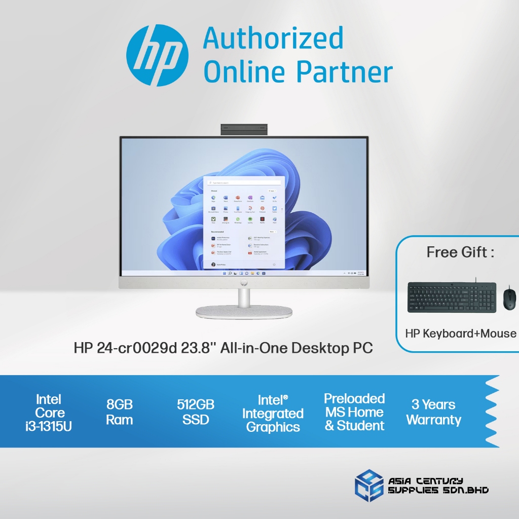 HP 23.8" 24-cr0025d/24-cr0029d All-In-One AIO Desktop PC - Intel Core ...
