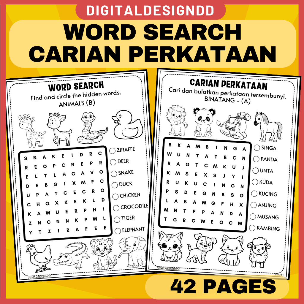 PDF word search for kids Cari Perkataan tersembunyi untuk kanak-kanak ...