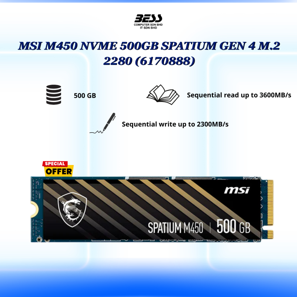 MSI M450 NVME SPATIUM GEN 4 M.2 2280 (500GB/1TB) | Shopee Malaysia