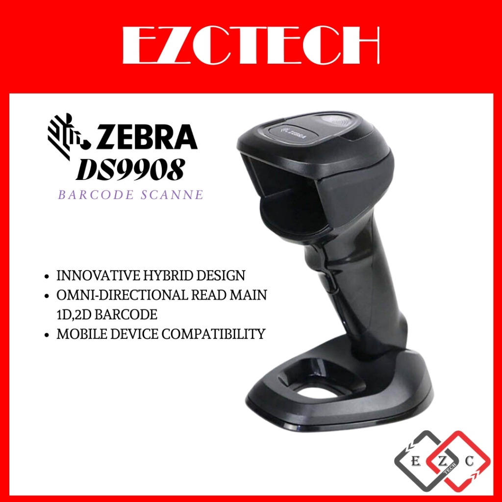 ZEBRA DS9908 1D/2D QR HIGH SENSITIVE Hybrid Barcode Scanner HI RES ...