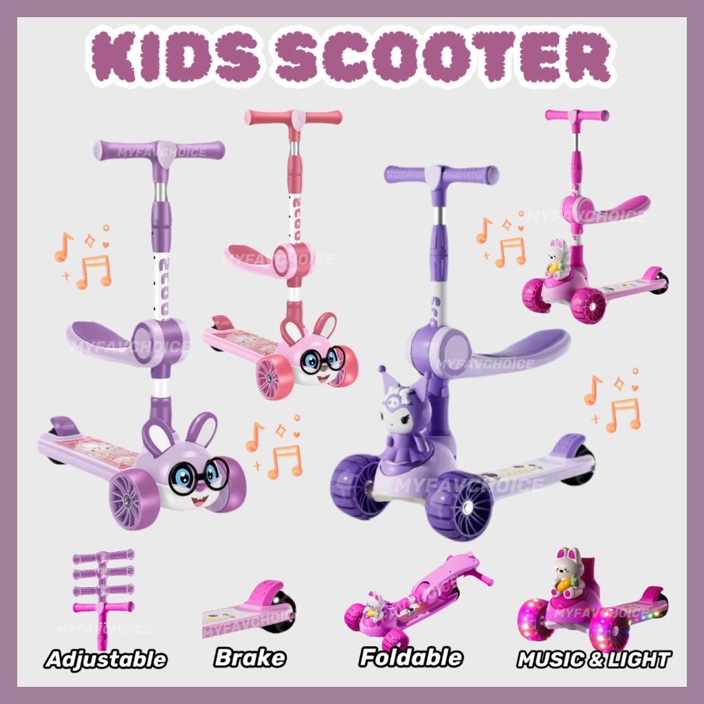 🔥Ready Stock🔥 Rabbit Scooter for Kid Skuter Budak Foldable Adjustable ...