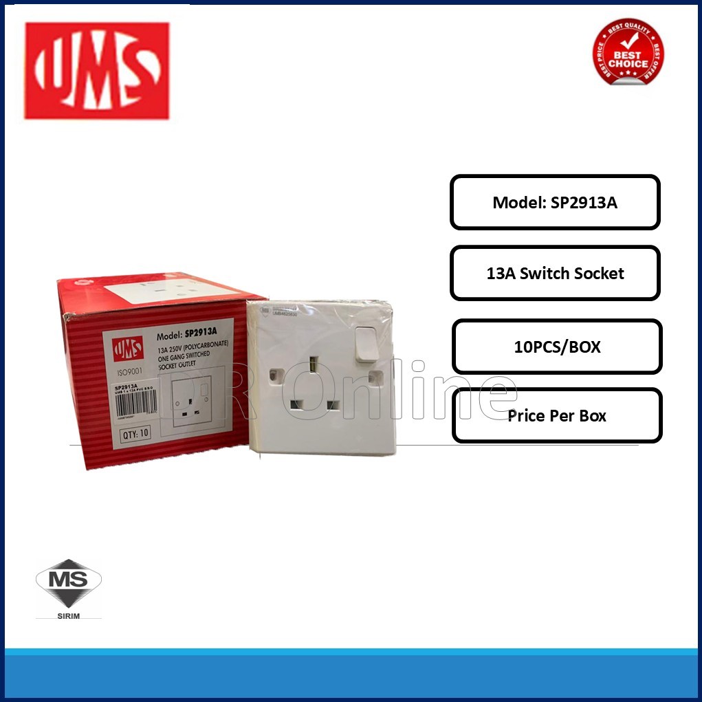 UMS 13A PVC SWITCH SOCKET OUTLET SP 2913A | Shopee Malaysia