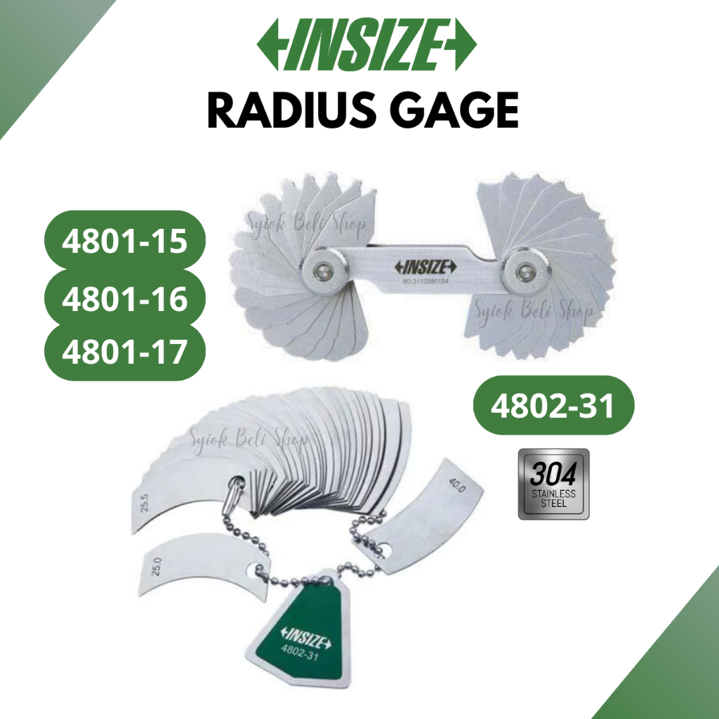 INSIZE Radius Gauge / Radius Gage Metric Engine Cylinder Range 25-40mm ...