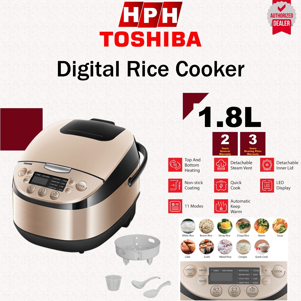 Toshiba Digital Rice Cooker (1.8L) RC-18DR1NMY Periuk Nasi 智能电饭煲 1.8L ...