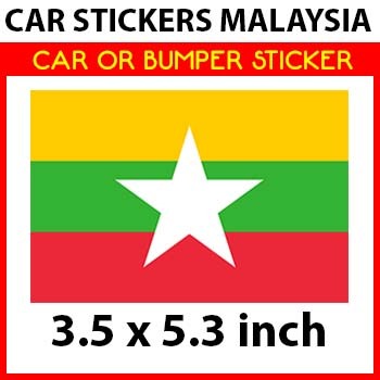 Car Sticker OR Bumper Sticker - Myanmar Flag Sticker Bendera Overseas ...