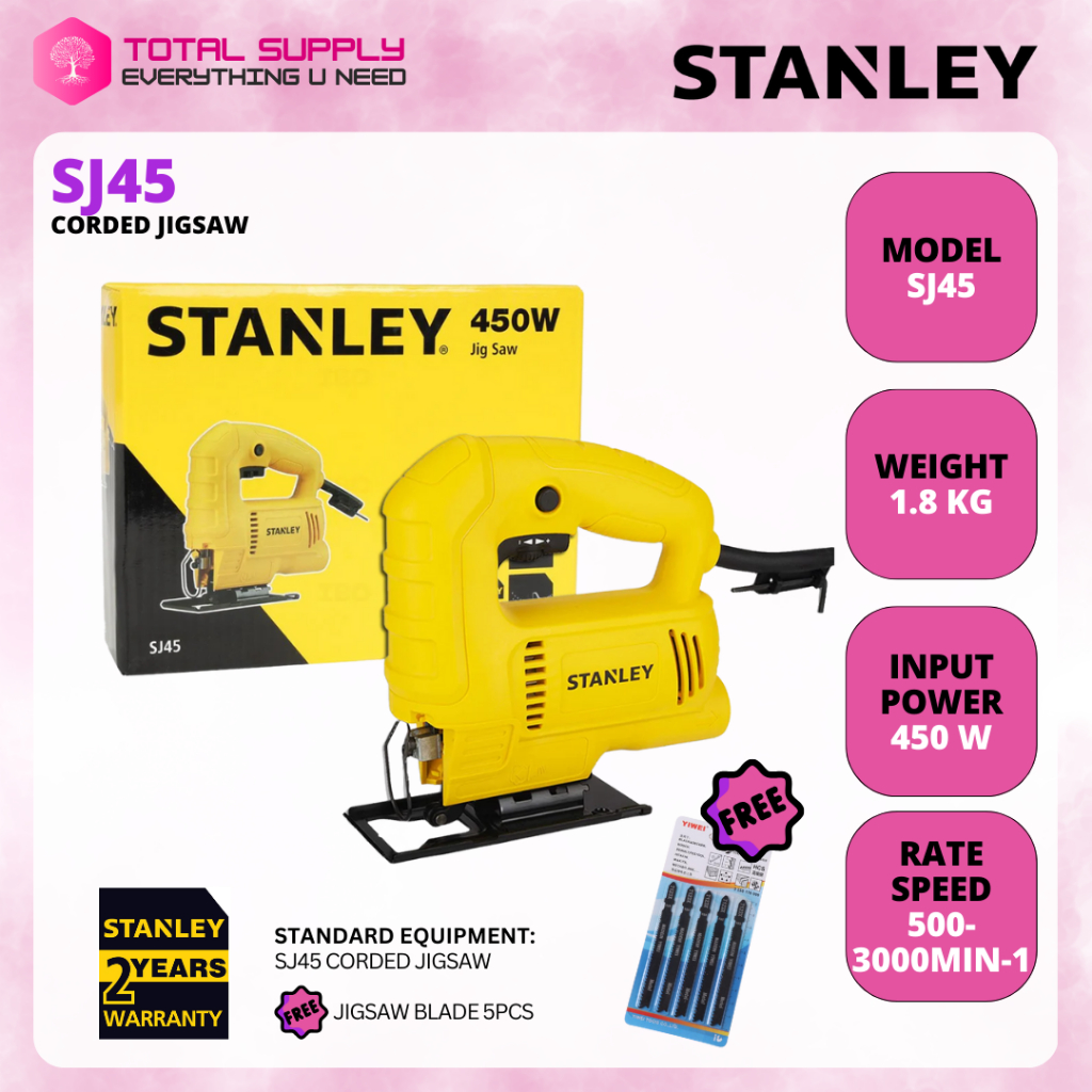 SJ45 STANLEY CORDED JIGSAW 450W 500-3000RPM JIG SAW WOOD CUTTING ...