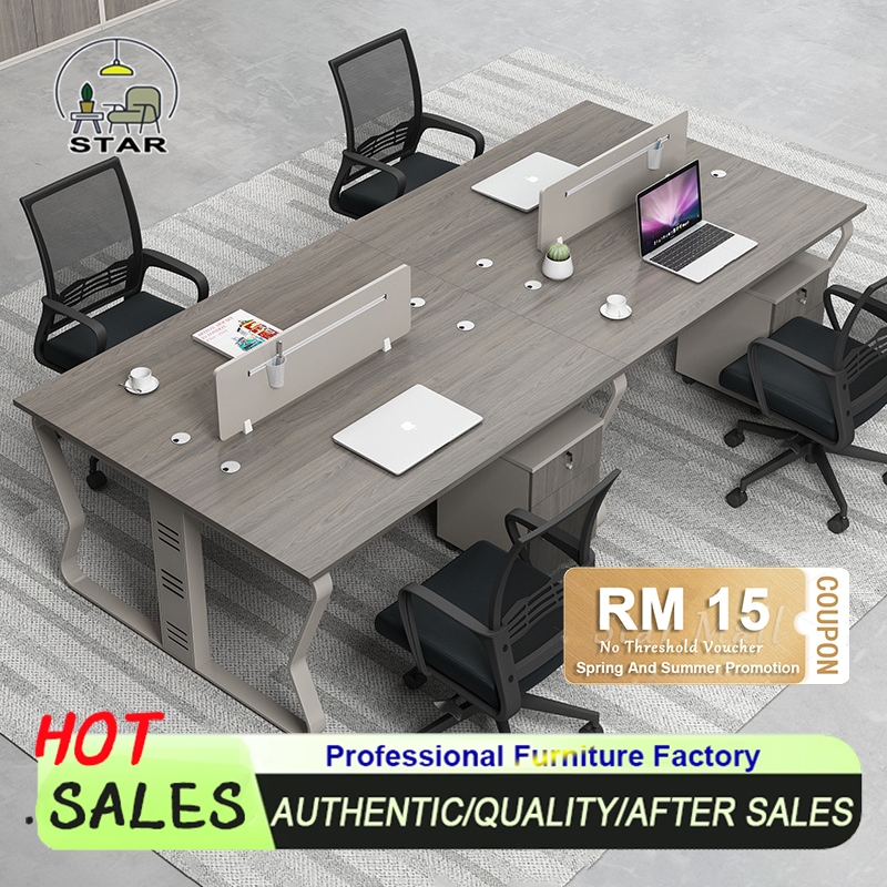 Staff Office Desk and Chair Combination 4/6/8 People Simple Screen Card ...