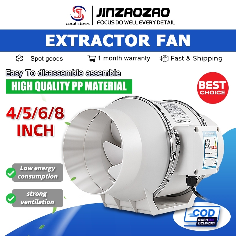 Suction Exhaust Fan 4/6/8 inch Inline Duct Fan High Turbo Suction Power ...