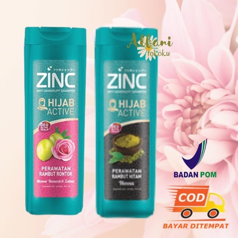 Zinc anti Dandruff Shampoo hijab active kemasan botol 340ml/170ml ...