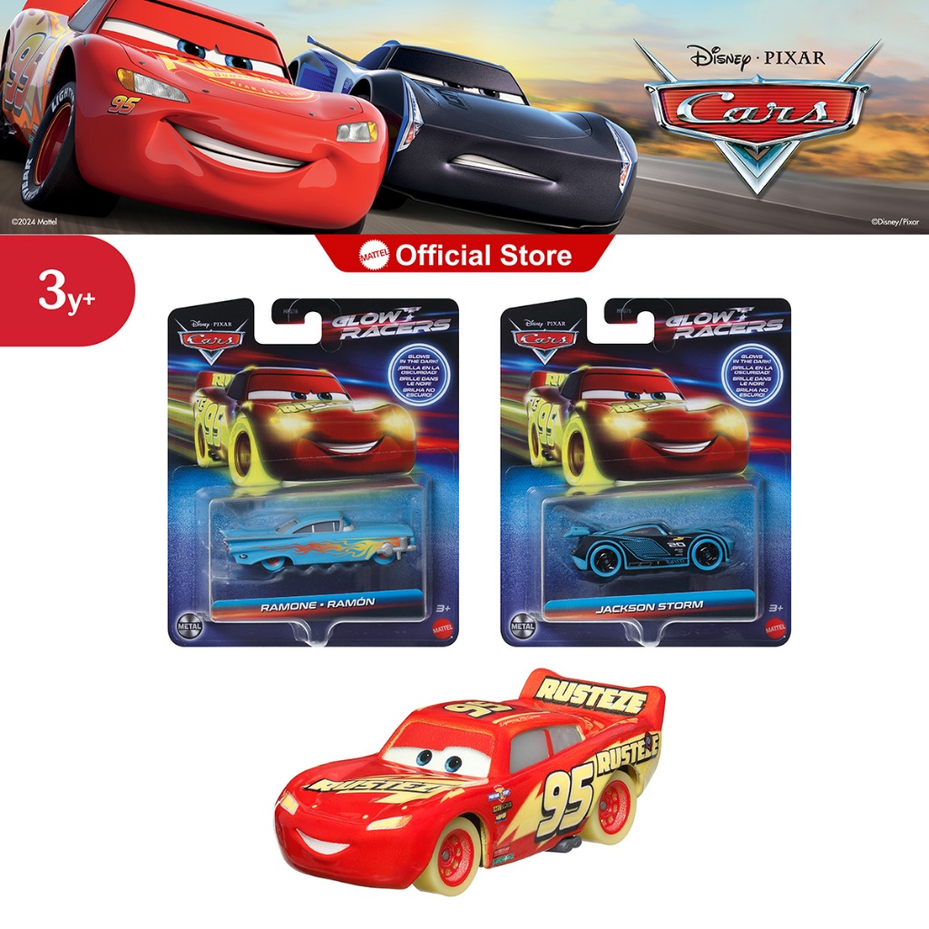 Disney And Pixar Cars Glow Racers Vehicles, Glow-in-The-Dark 1:55 Scale ...