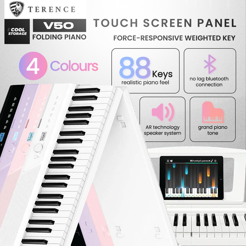 【Touch Screen Version】Terence V50 Foldable Weighted Piano | Shopee Malaysia