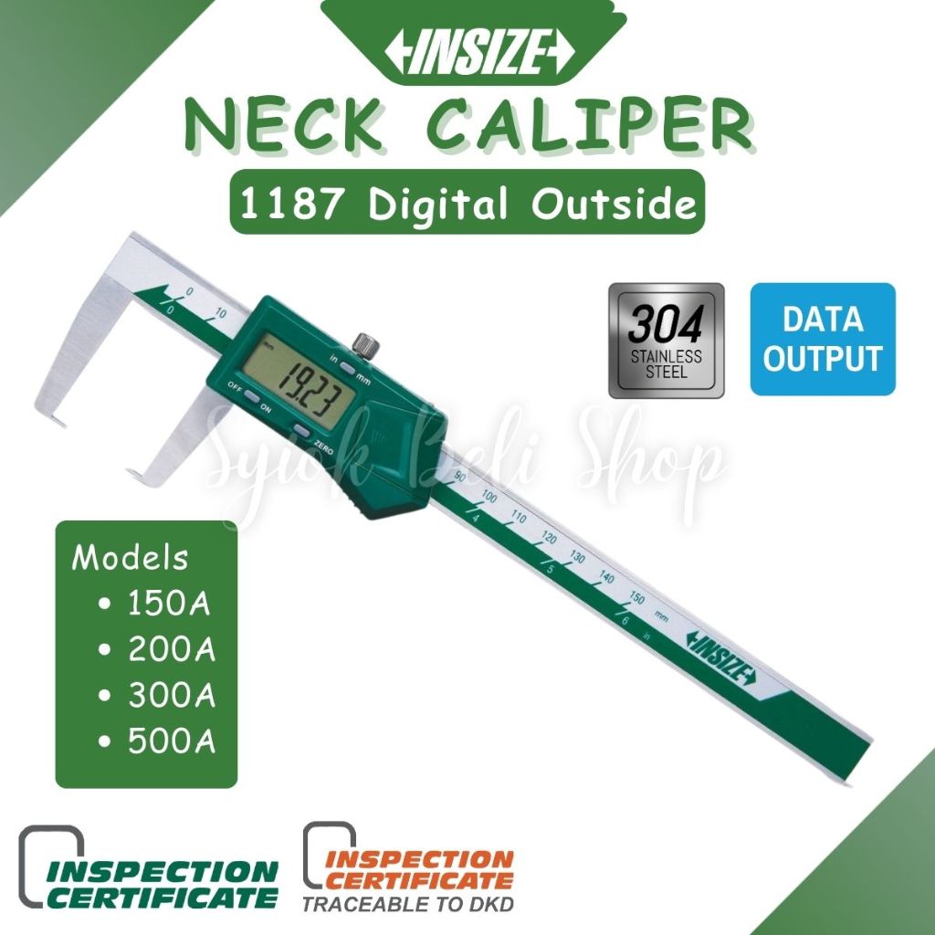 INSIZE 1187 Digital Outside Neck Caliper Measuring Tool (150A / 200A ...