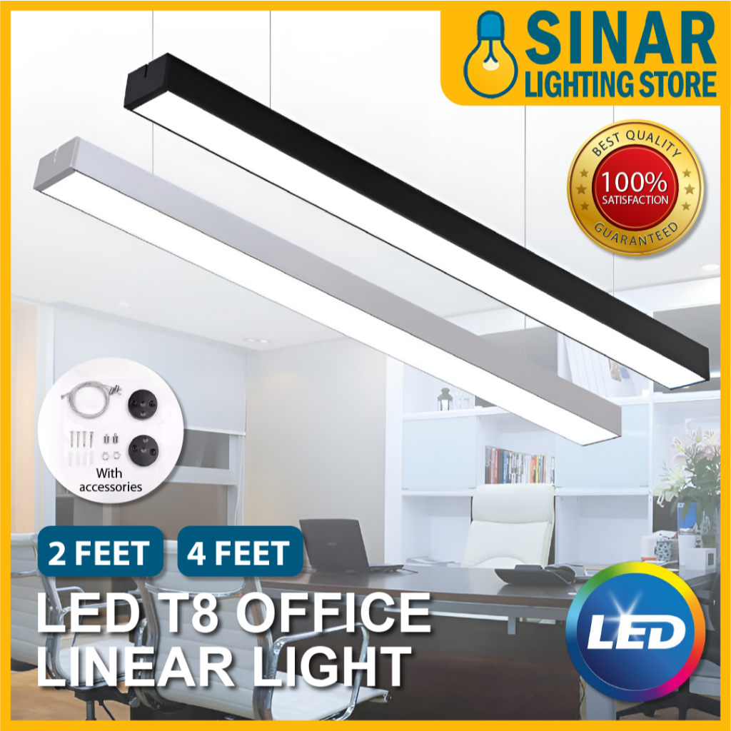 Office Pendant Linear Lamp LED Office Linear Light Office With Tube 2 Feet & 4 Feet T8 Casing ...