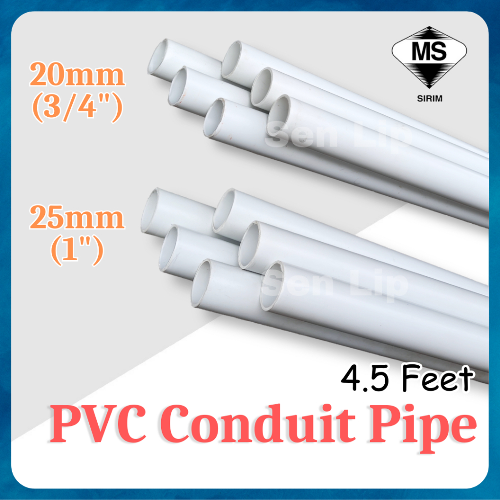 4.5Feet x 20mm(3/4"), 25mm(1") PVC Electrical Conduit Pipe White ...