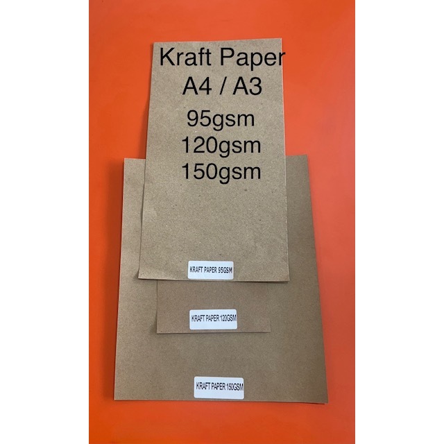 Brown Kraft Paper / Kertas Kraf berwarna coklat / A4 / A3 / 95gsm ...