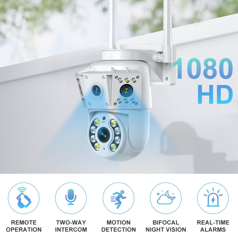 16MP HD Dual Lens Dual Screen CCTV Camera Wireless WiFi Outdoor ...