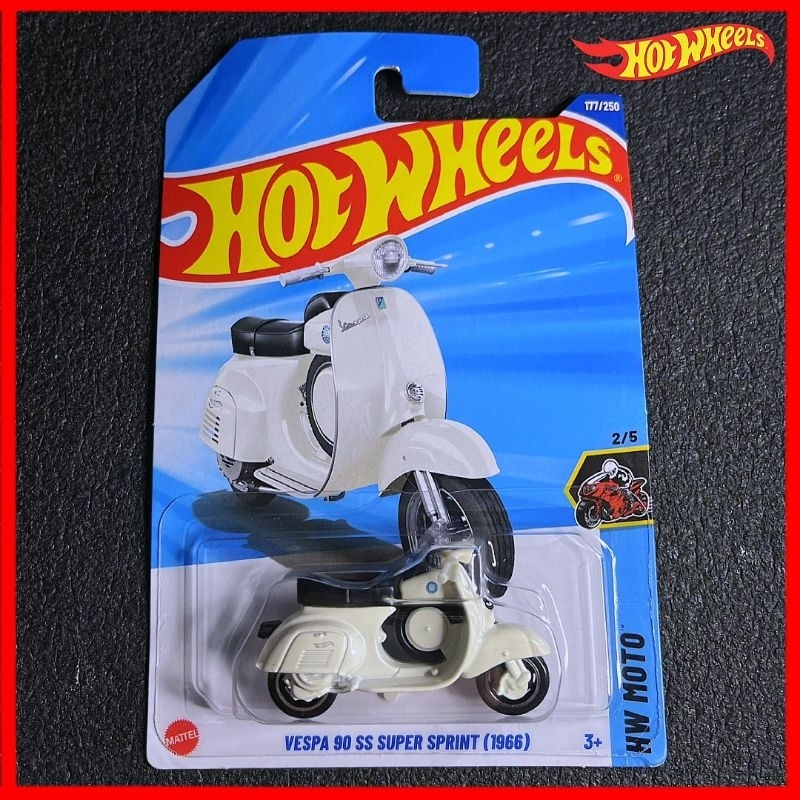 Hotwheels Vespa 90 SS Super Sprint 1966 White Vespa Hotwheels 2025 New Moto Vespa Mainan ...