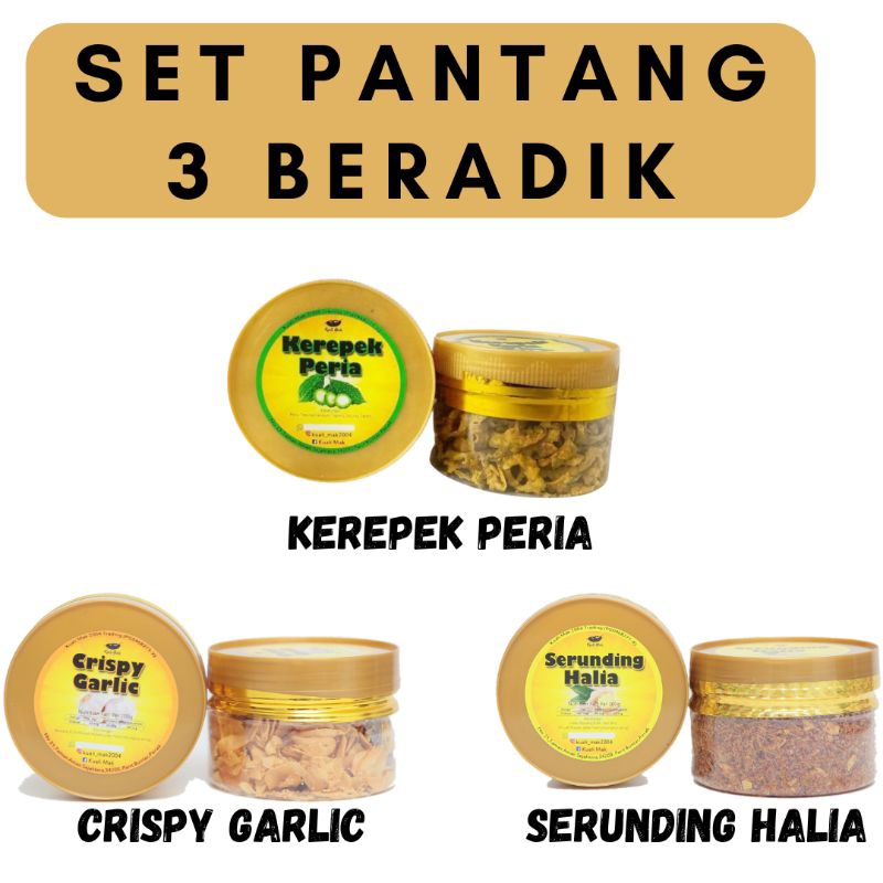 SET PANTANG 3 BERADIK | CRISPY GARLIC + SERUNDING HALIA + KEREPEK PERIA ...