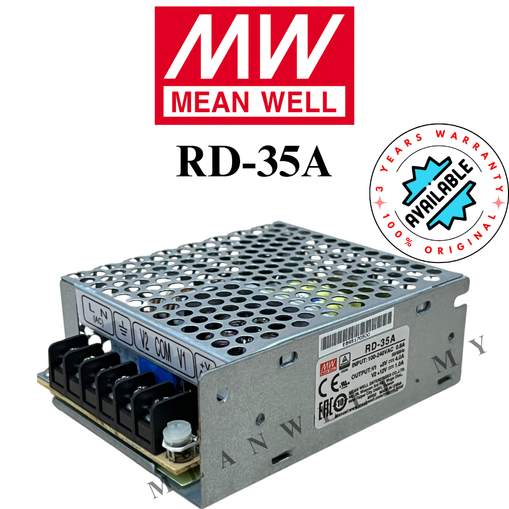 Mean Well RD-35A 35W 5V 4A & 12V 1A MeanWell Dual Output Switching ...