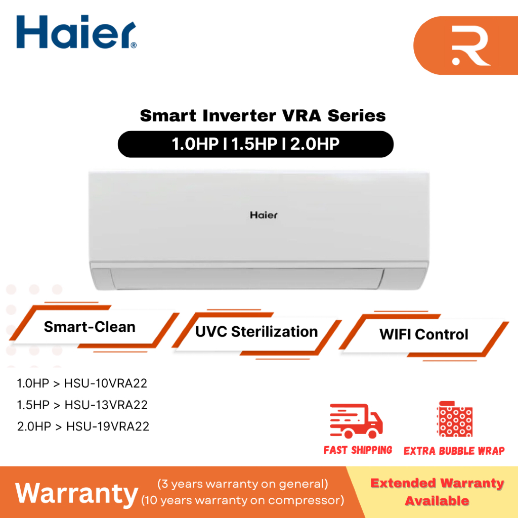 HAIER 1.0HP/ 1.5HP/ 2.0HP/ 2.5HP VRA Smart Inverter Series Air-Conditioner HSU-10VRA22/ HSU ...