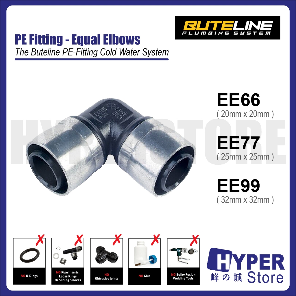 Buteline Fitting (EE66) | 20mm PE Equal Elbow / Cold Water Compress ...