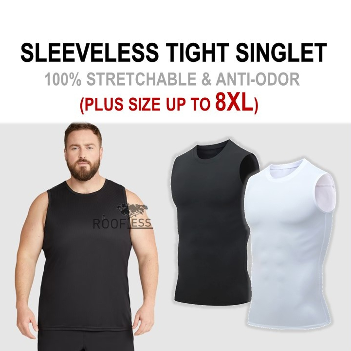 ROOFLESS Singlet Men Plus Size Singlet Lelaki Plus Size Compression ...