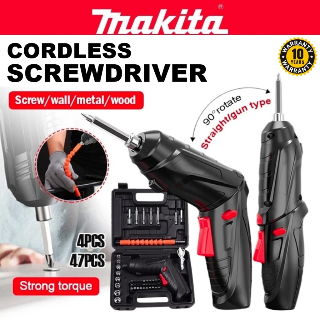 MAKITA Screwdriver 47pcs Cordless Screwdriver Drill Pemutar Skru ...