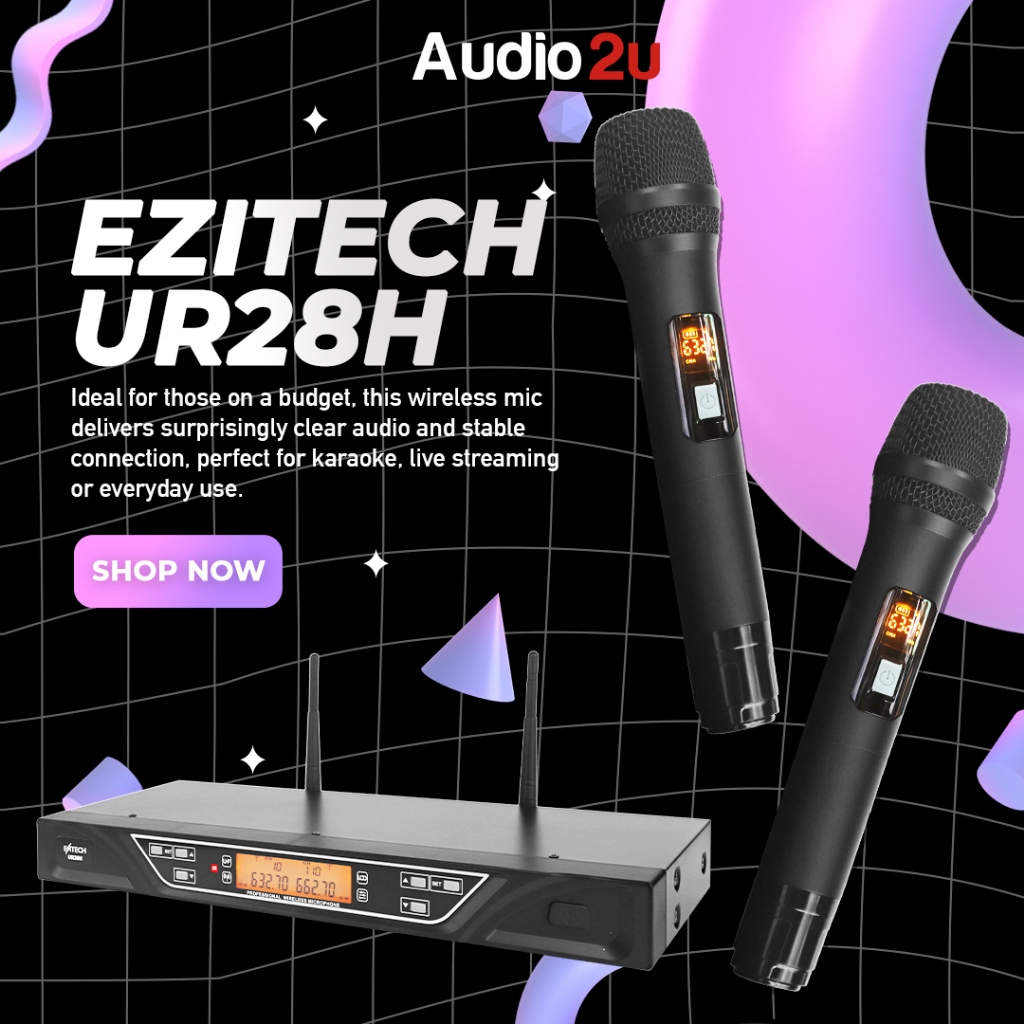 Ezitech UR28H Karaoke Wireless Mic With Receiver And Two Wireless Mic | Shopee Malaysia