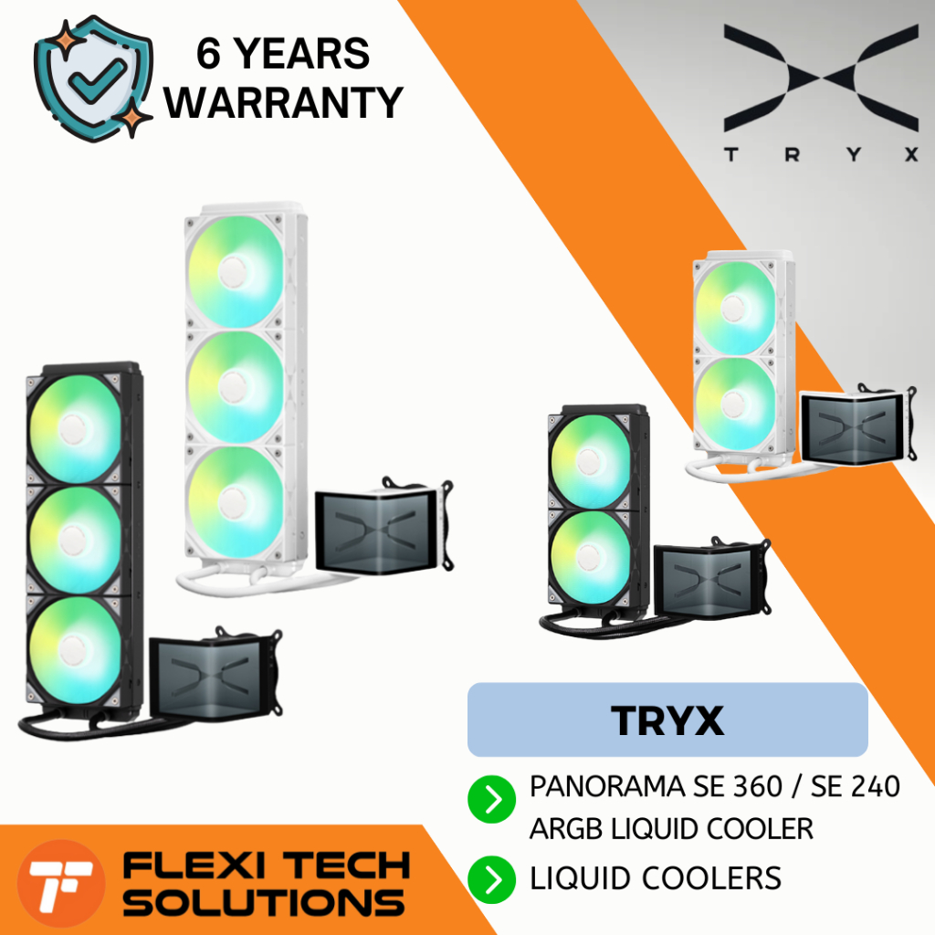 Flexi Tech TRYX PANORAMA SE 360 / SE 240 ARGB Liquid Cooler - Black/White | Shopee Malaysia