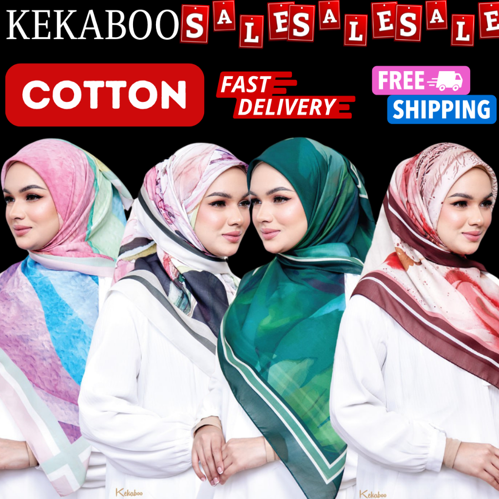 Tudung Bawal KEKABOO Cotton Printed Bidang 45++ Harga Murah Tudung Sale ...