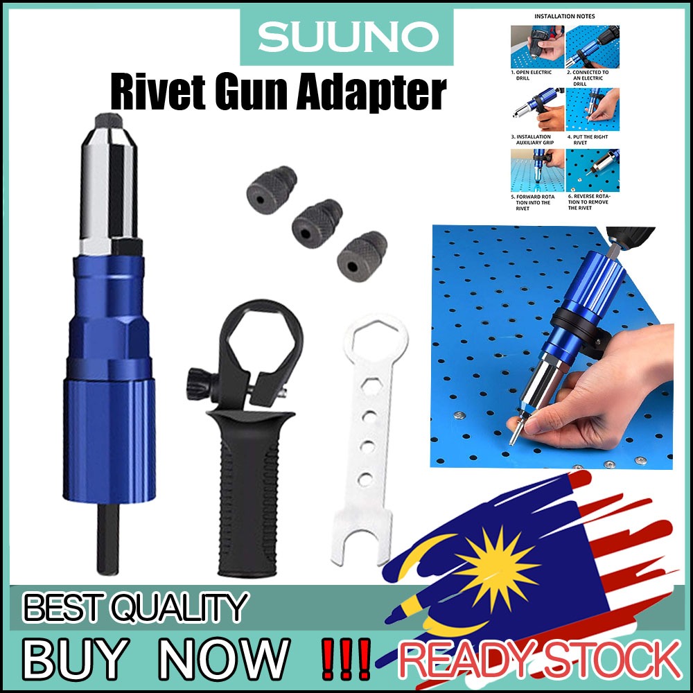 Electric Pull Rivet Nut Gun Adapter Insert Cordless Power Drill Tool ...