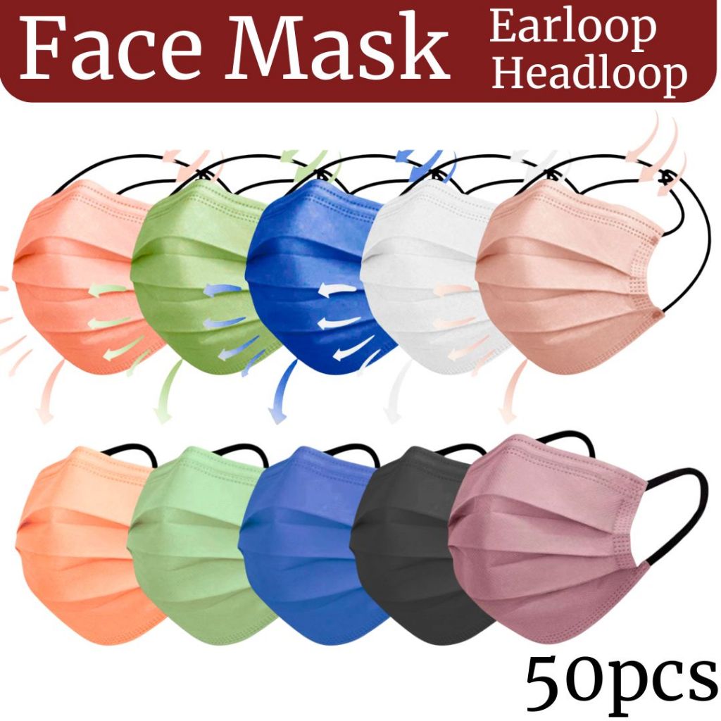 50pcs Box【Denim Color】Adult Headloop/Earloop Mask Head Loop Ear Loop ...
