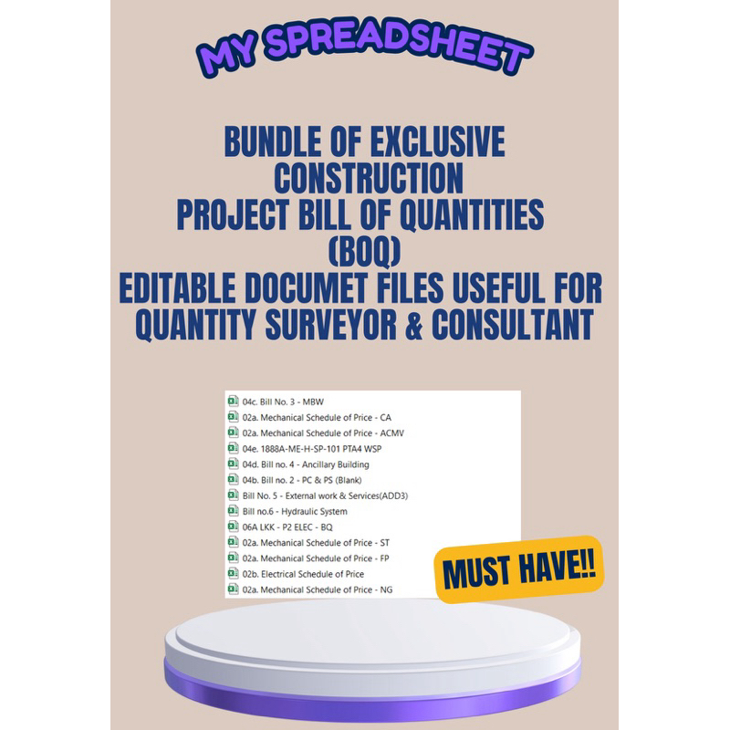 Bundle of exclusive construction project bill of quantities (BOQ ...