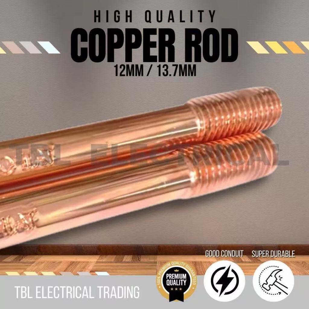 🔥READY STOCK🔥COPPER ROD EARTHING ROD (FOR WIRING SAFETLY EARTHING) 5FT ...