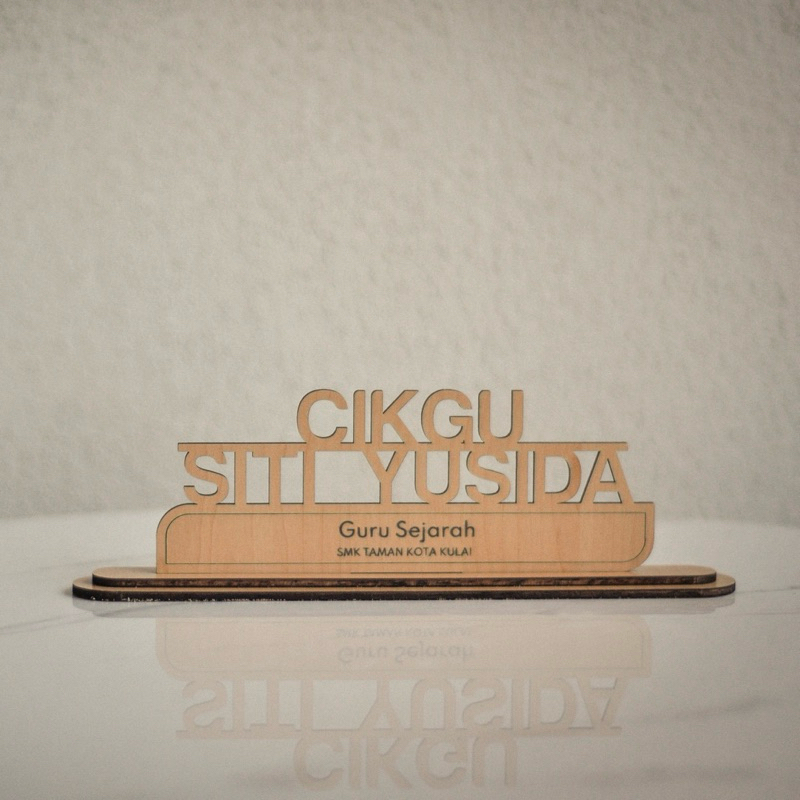 Laser Cut Wood Desk Name Stand/Plaque | Tanda Nama Meja | Customized ...