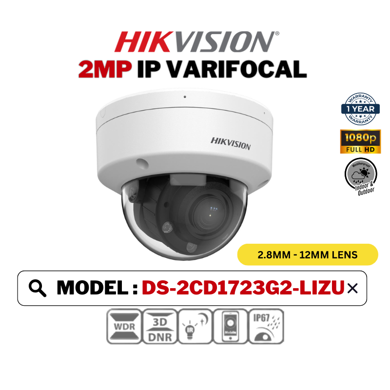 HIKVISION CCTV (World No. 1) IP 2MP Network VariFocal Lens Motorized DS-2CD1723G2-LIZU (2.8-12mm ...